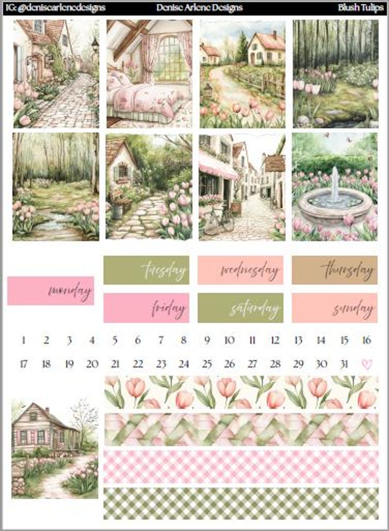 BLUSH TULIPS Printable Weekly Planner Kit - Etsy