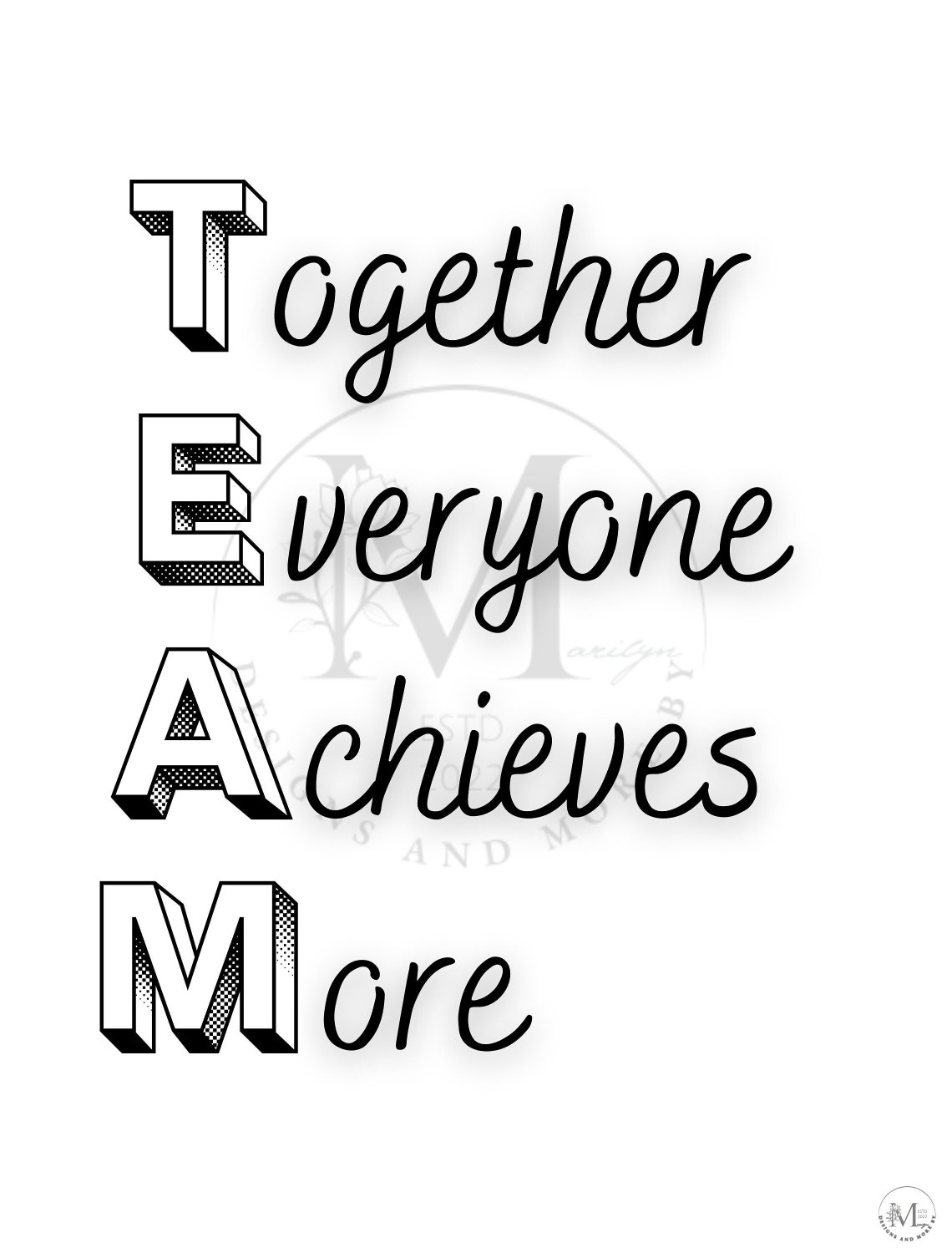 T.E.A.M Wall Art, Digital Download, Aesthetic Wall Art, Dictionary Word ...