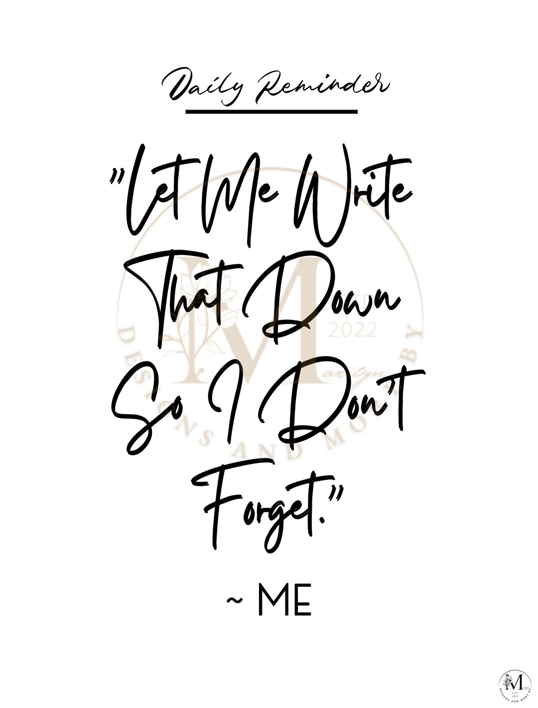 Daily Reminder Write Down Wall Art, Digital Download, Aesthetic Wall ...