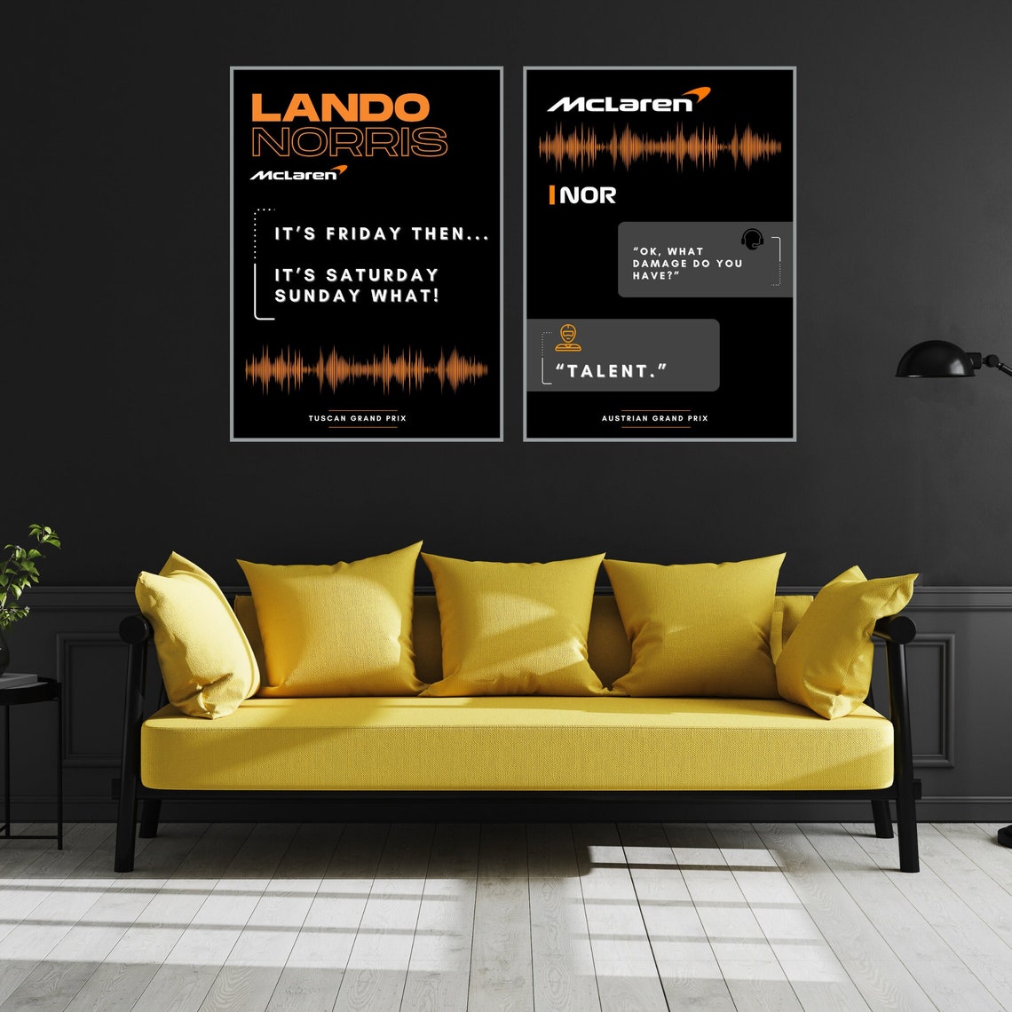 Set of Formula 1 Radio Prints, Carlos Sainz, Charles Leclerc, Lando ...