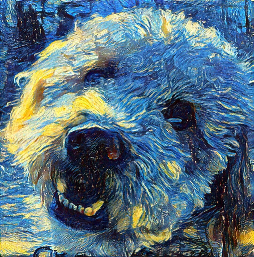 GOLDENDOODLE Starry Night, GOLDENDOODLE PRINT, Doodle Art, Goldendoodle ...