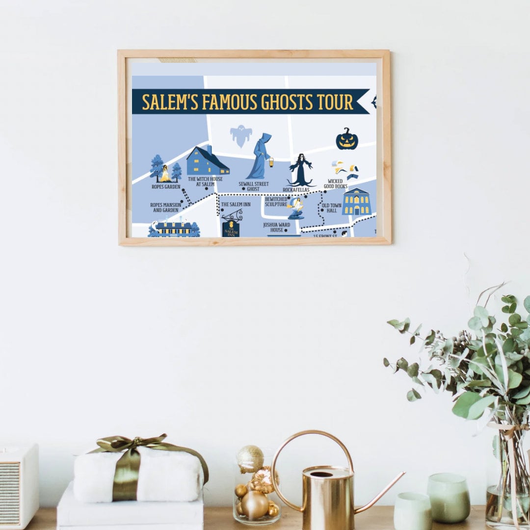 Salem’s Famous Ghost Tour Map I Salem Map Print | Salem Massachusetts ...