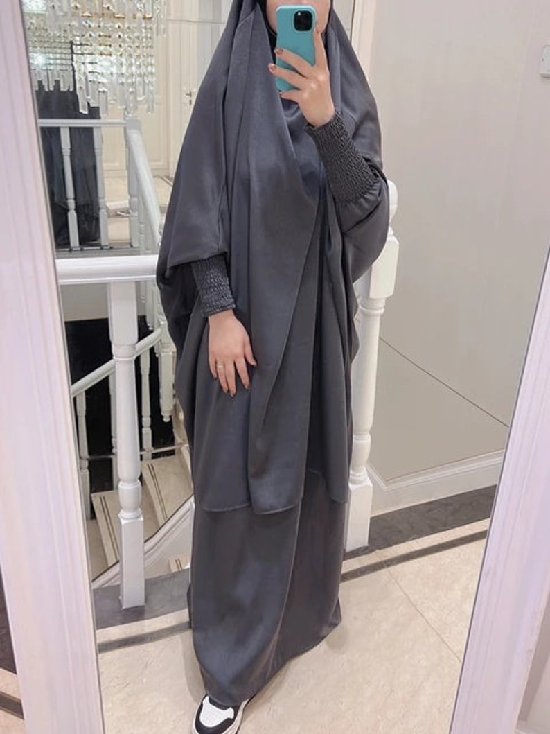 Satin French Jilbab Two-piece Set | Prayer Jilbab | Free Size - Etsy
