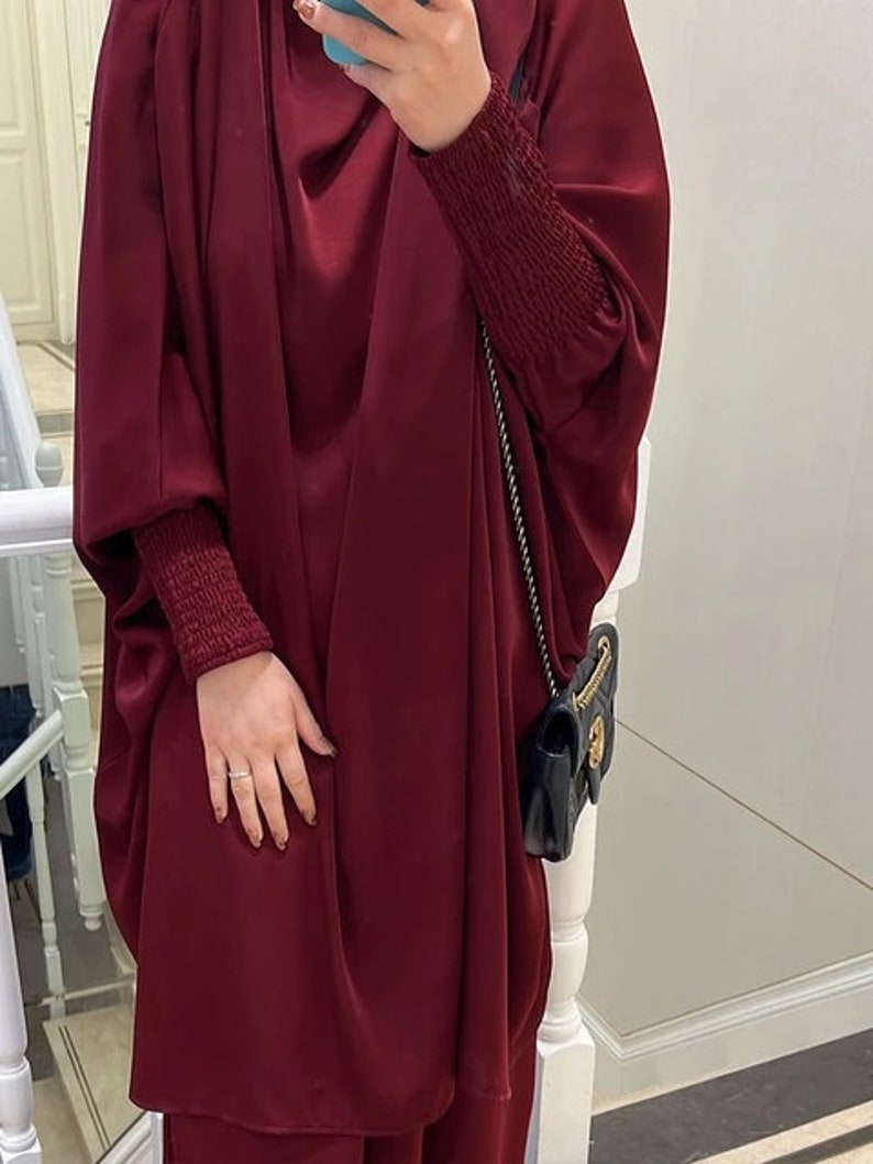 Satin French Jilbab Two-piece Set | Prayer Jilbab | Free Size - Etsy