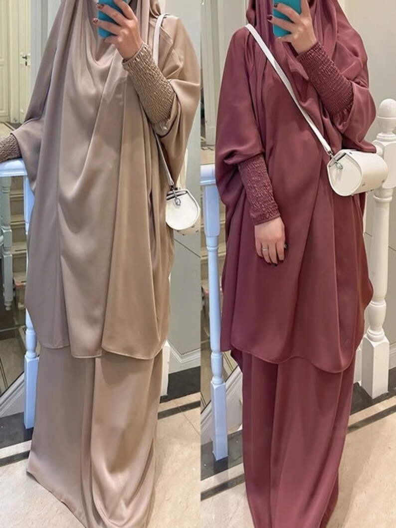 Satin French Jilbab Two-piece Set | Prayer Jilbab | Free Size - Etsy