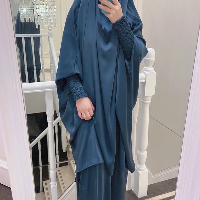 Satin French Jilbab Two-piece Set | Prayer Jilbab | Free Size - Etsy