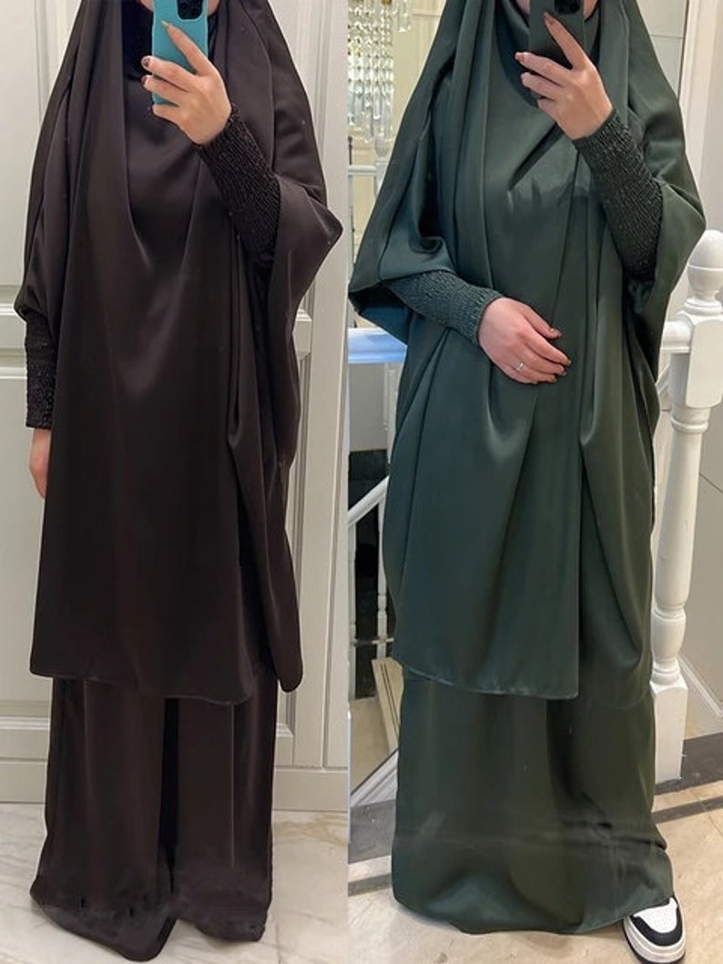 Satin French Jilbab Two-piece Set | Prayer Jilbab | Free Size - Etsy