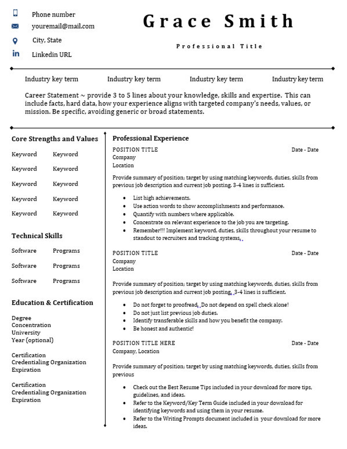 Easy Professional Modern Resume Bundle - Etsy