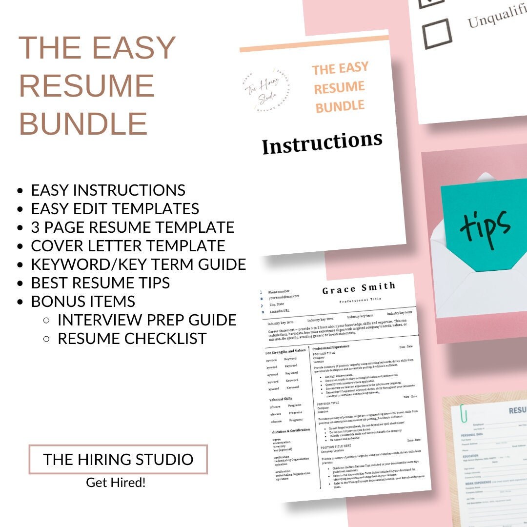 Easy Professional Modern Resume Bundle - Etsy