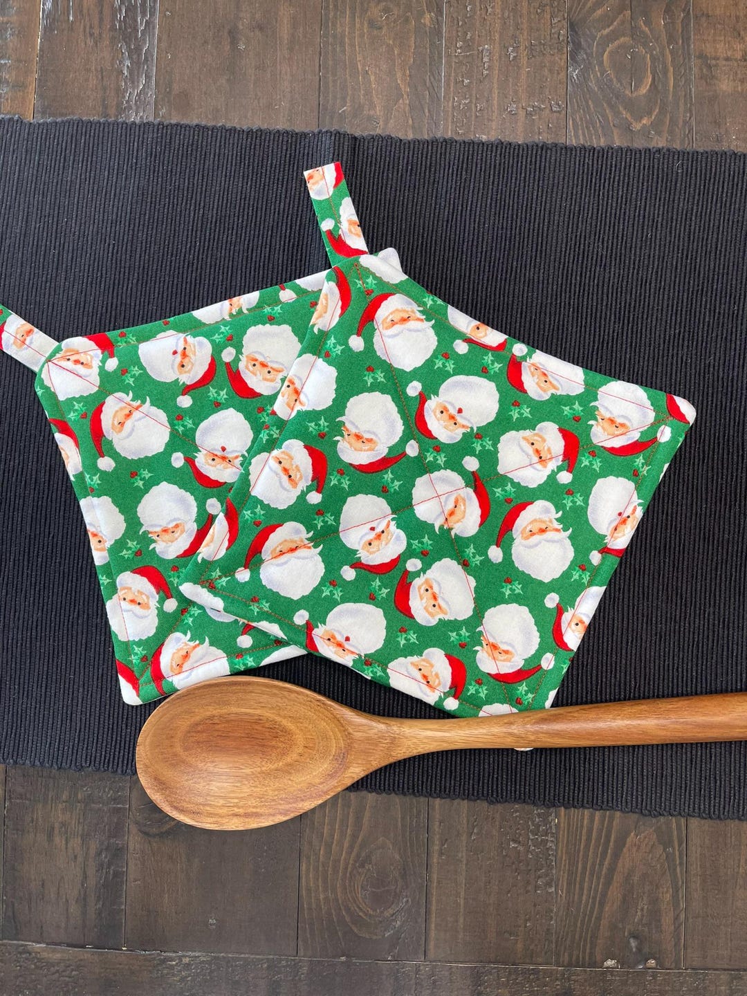 Santa Potholders Santa Trivets Christmas Potholders Handmade Potholders ...