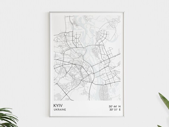 Kyiv Map Print Ukraine City Map Kyiv Map Art Printable Kyiv - Etsy