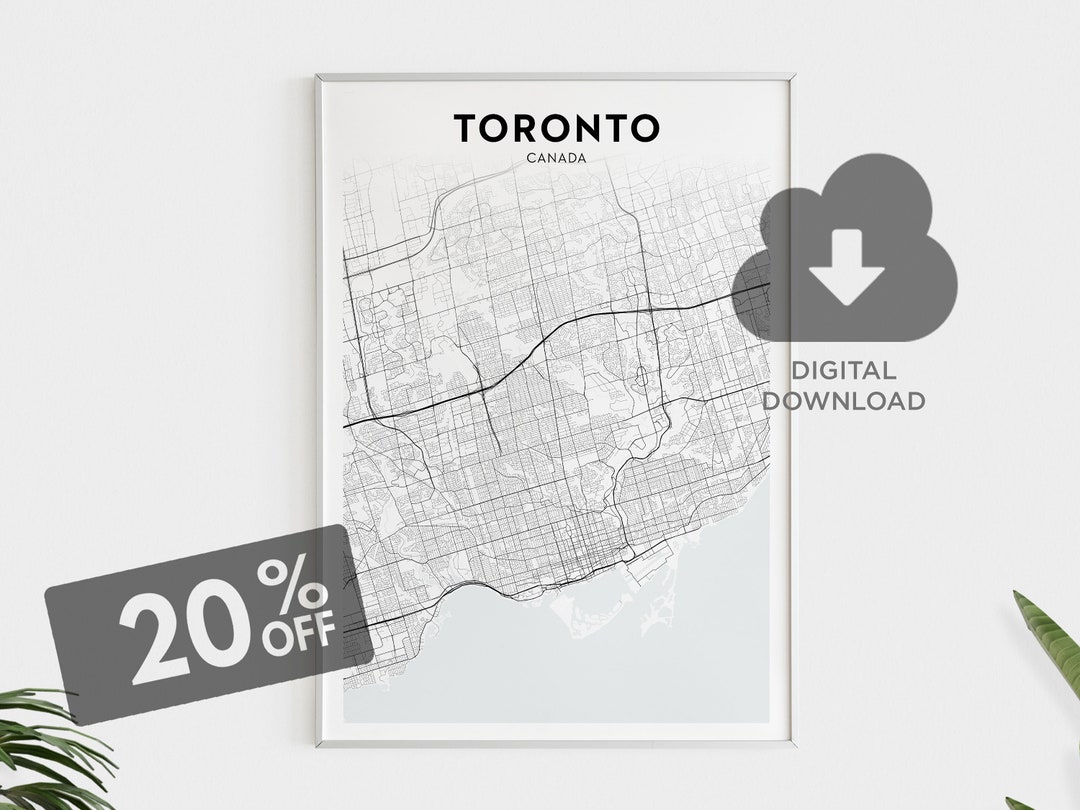 Toronto Wall Art, Toronto Printable Poster, Toronto City Map, Canada ...