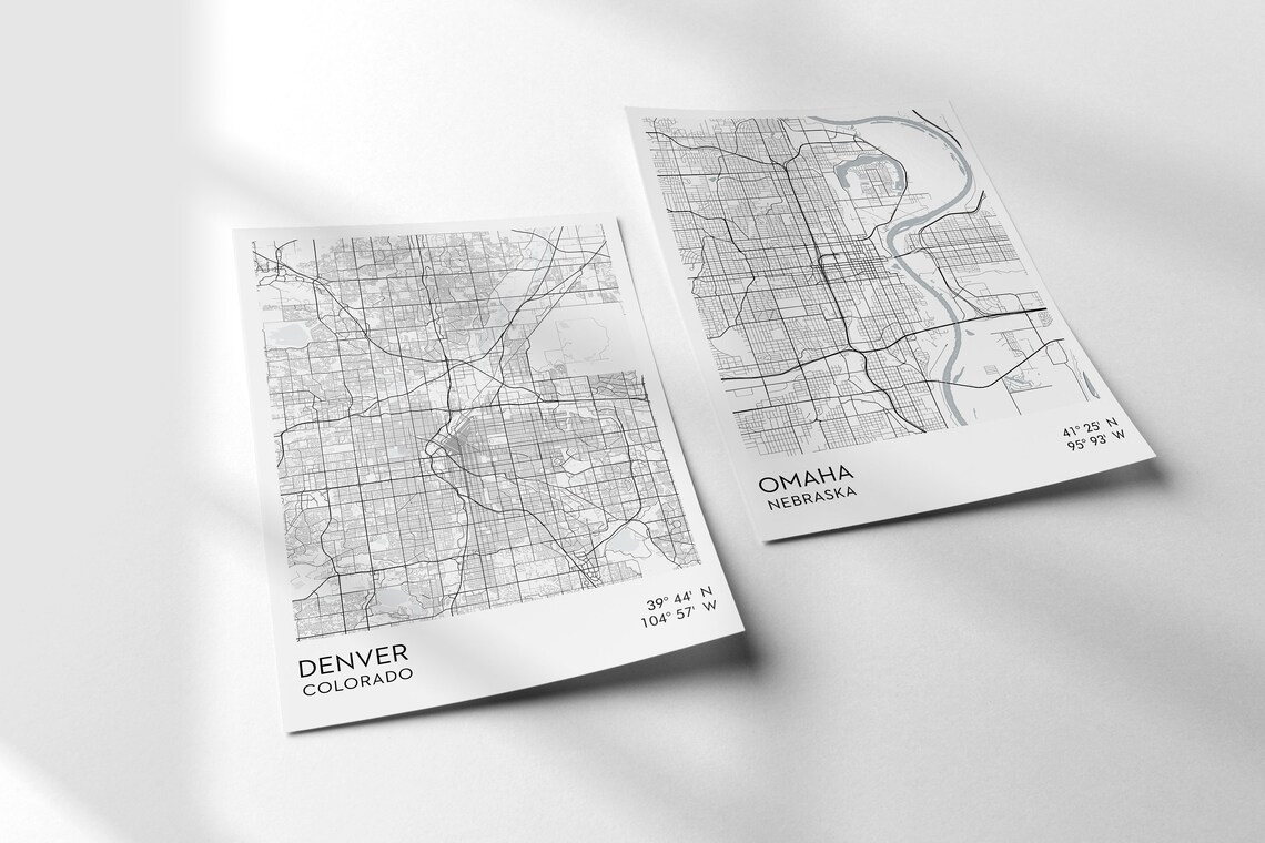Denver Street Map, Colorado Map Art Print, Denver Road Map, US Cities ...
