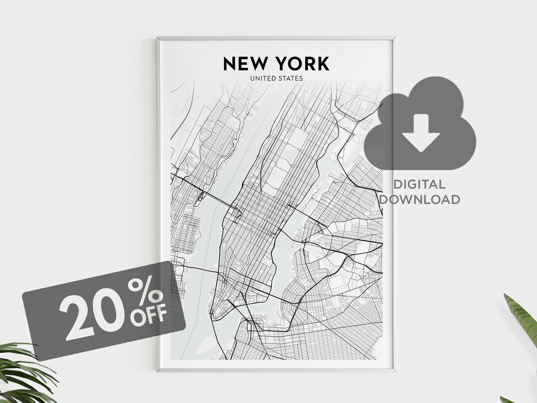 New York City Map Print, NYC Map Art, Manhattan Map Poster, US Cities ...
