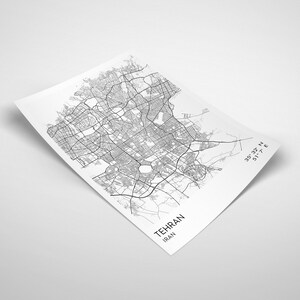 Tehran Road Map Poster, Tehran City Map Wall Art, Iranian Cities, Iran ...