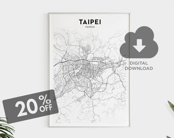 Taipei Taiwan Map Print Taipei Map Poster Taipei Map Wall - Etsy