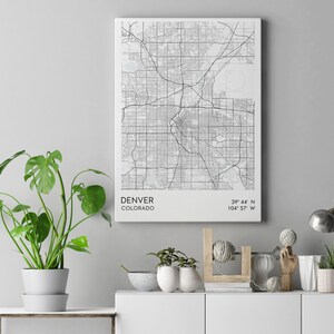 Denver Street Map, Colorado Map Art Print, Denver Road Map, US Cities ...