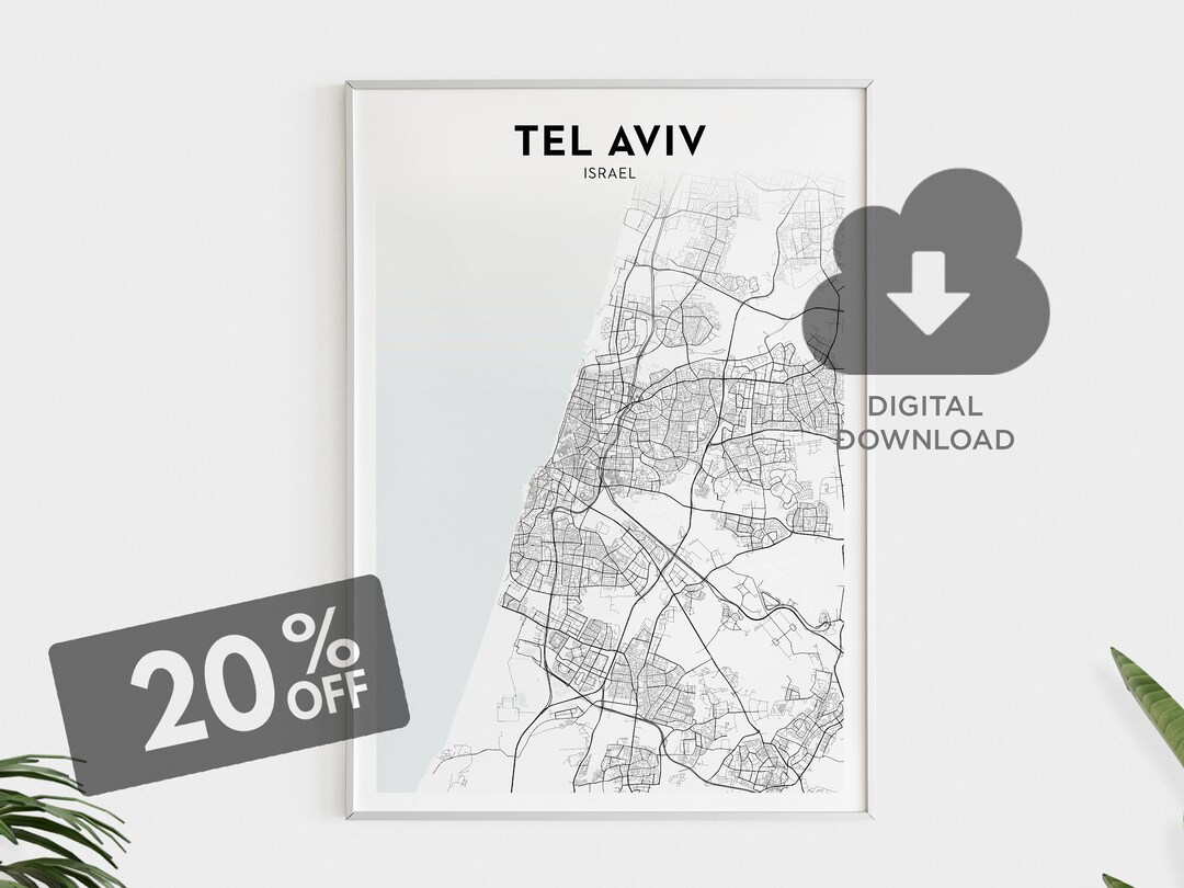 Tel Aviv Map Print, Israel Map Art, Tel Aviv Street Map, Israel Wall ...