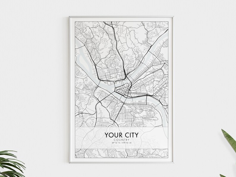 Custom City Map Personalized Map Any Town Any City Custom - Etsy
