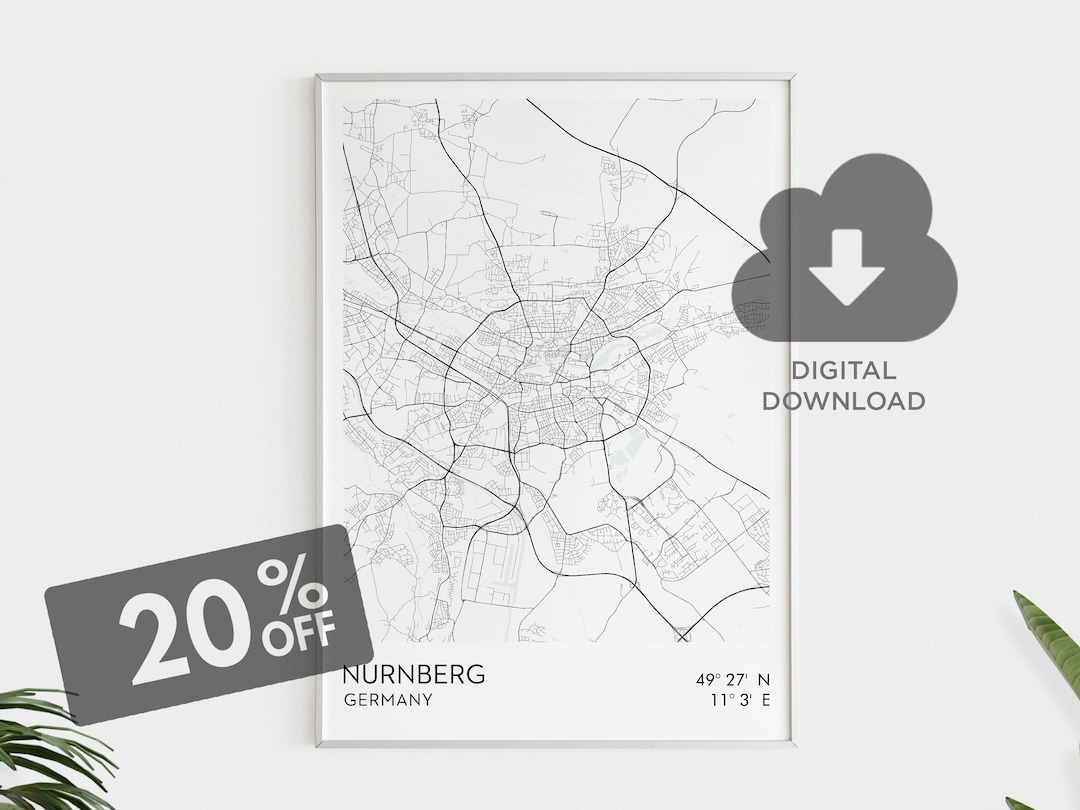 Nurnberg Large Map Print, Nürnberg Map Printable, Germany Map Wall ...