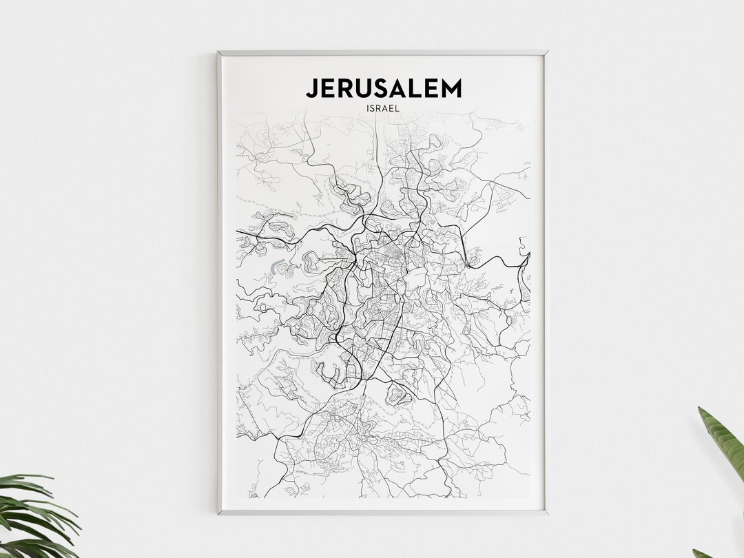 Jerusalem Map Print Jerusalem Map Art Israel Map Decor - Etsy