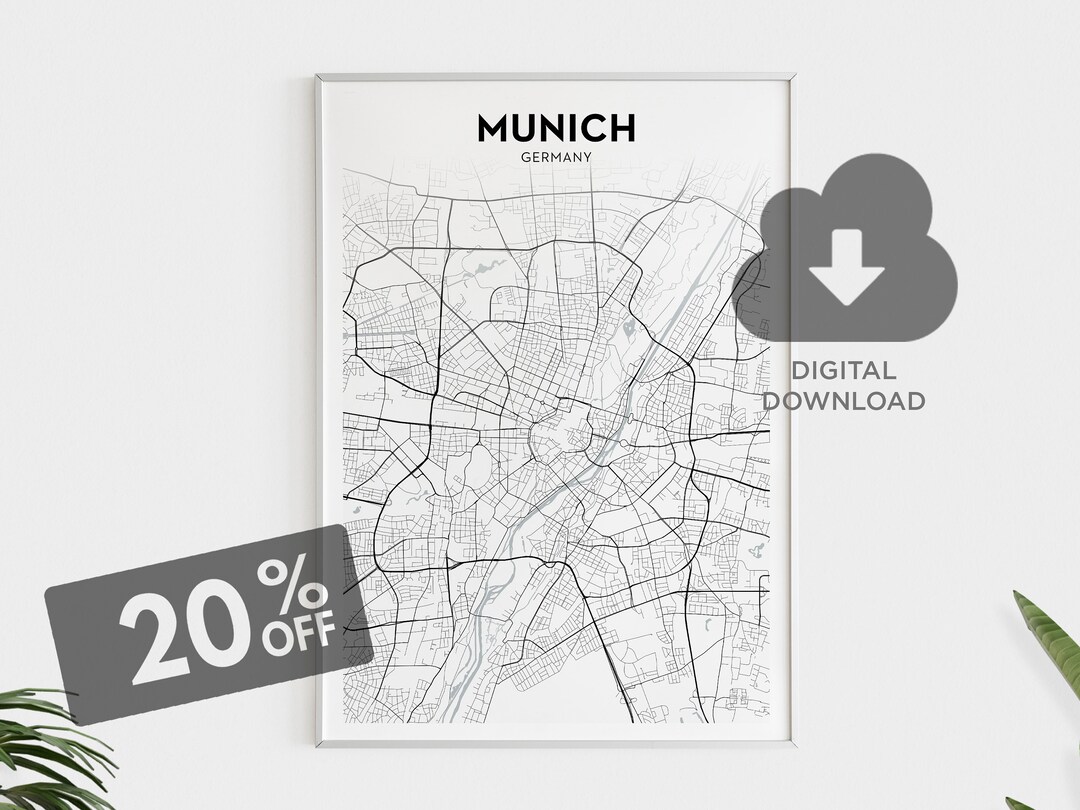 Munich City Map Download, Germany Map Print, München Map Art, Deutsche ...