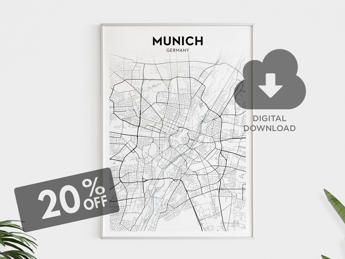 Munich City Map Download Germany Map Print München Map Art - Etsy Canada