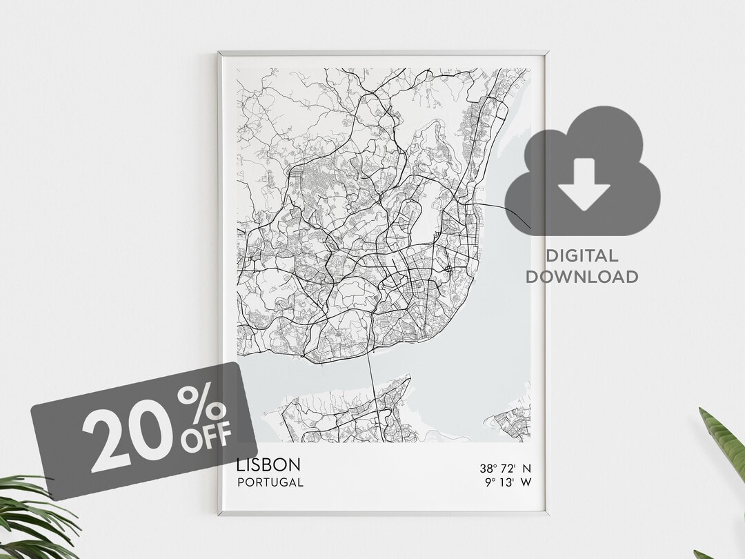 Lisbon City Map Print, Portugal Map Art, Mapa De Lisboa, Lisbon City ...