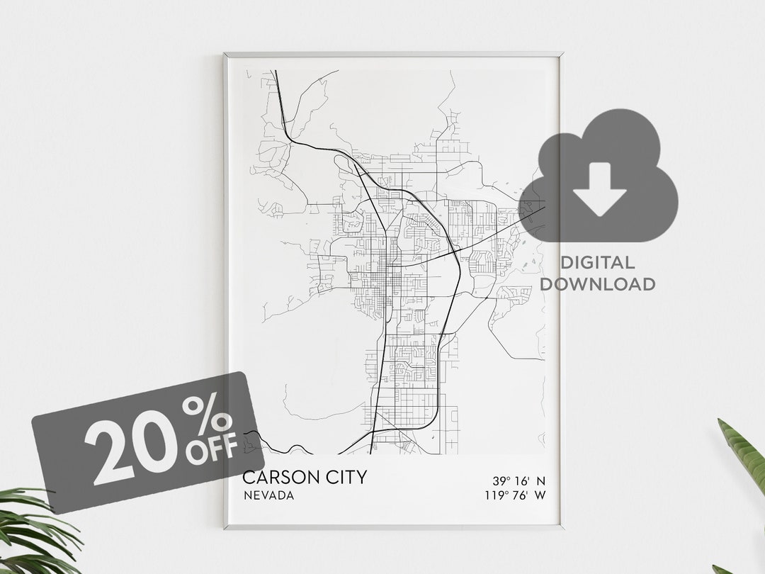 Carson City Map Print, Nevada Map Print, Carson City Poster Print, US ...