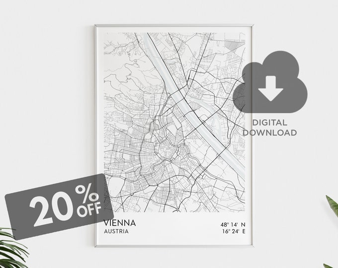 VIENNA INFO MAP - Vienna, Austria - Minimalist Map of Vienna ...