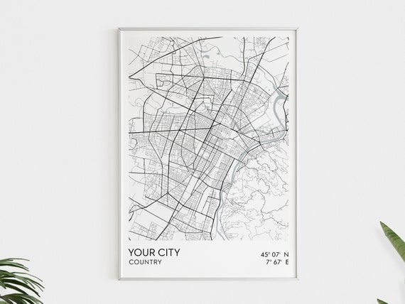 Custom City Map Any City Any Town Personalized Map Custom - Etsy