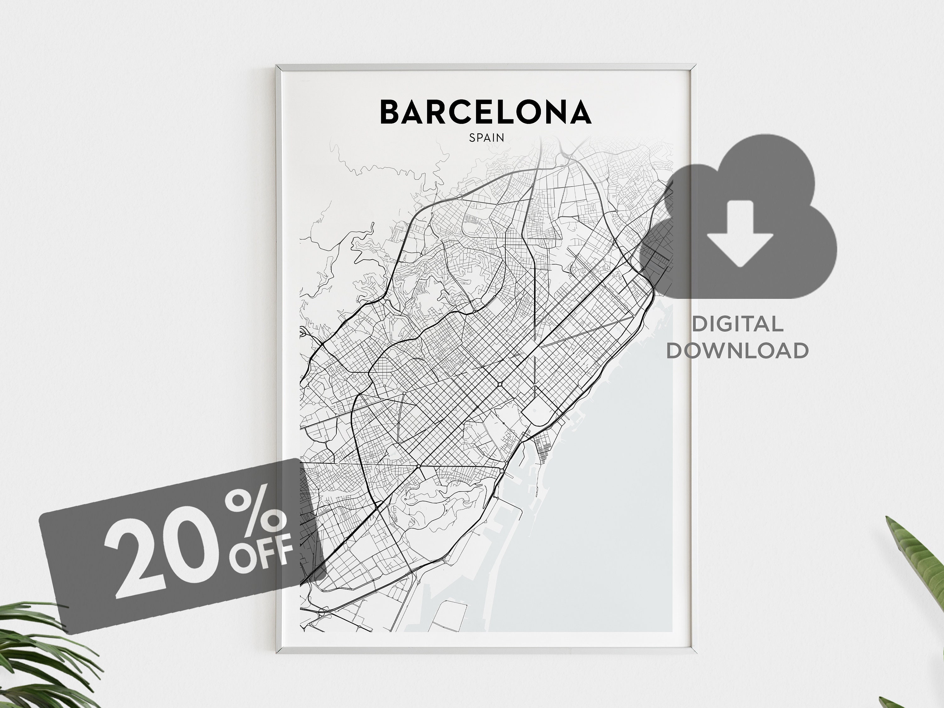 Barcelona City Map Barcelona Spain Map Prints Barcelona - Etsy Australia