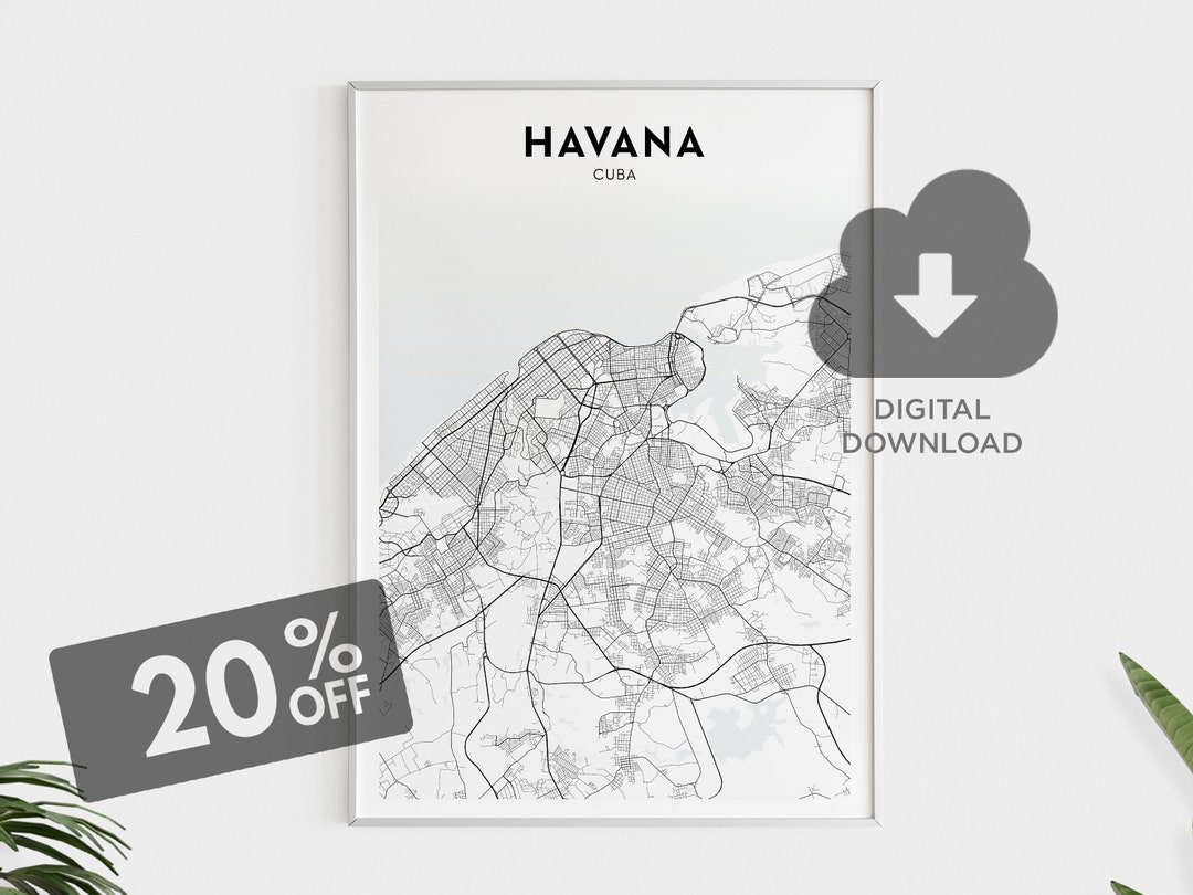 Havana Map Print, Havana Poster, Cuba Wall Art, Havana Town Map Print ...