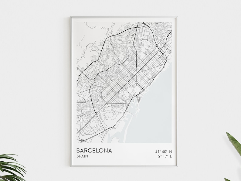 Barcelona City Map Barcelona Spain Wall Art España Map Arts - Etsy