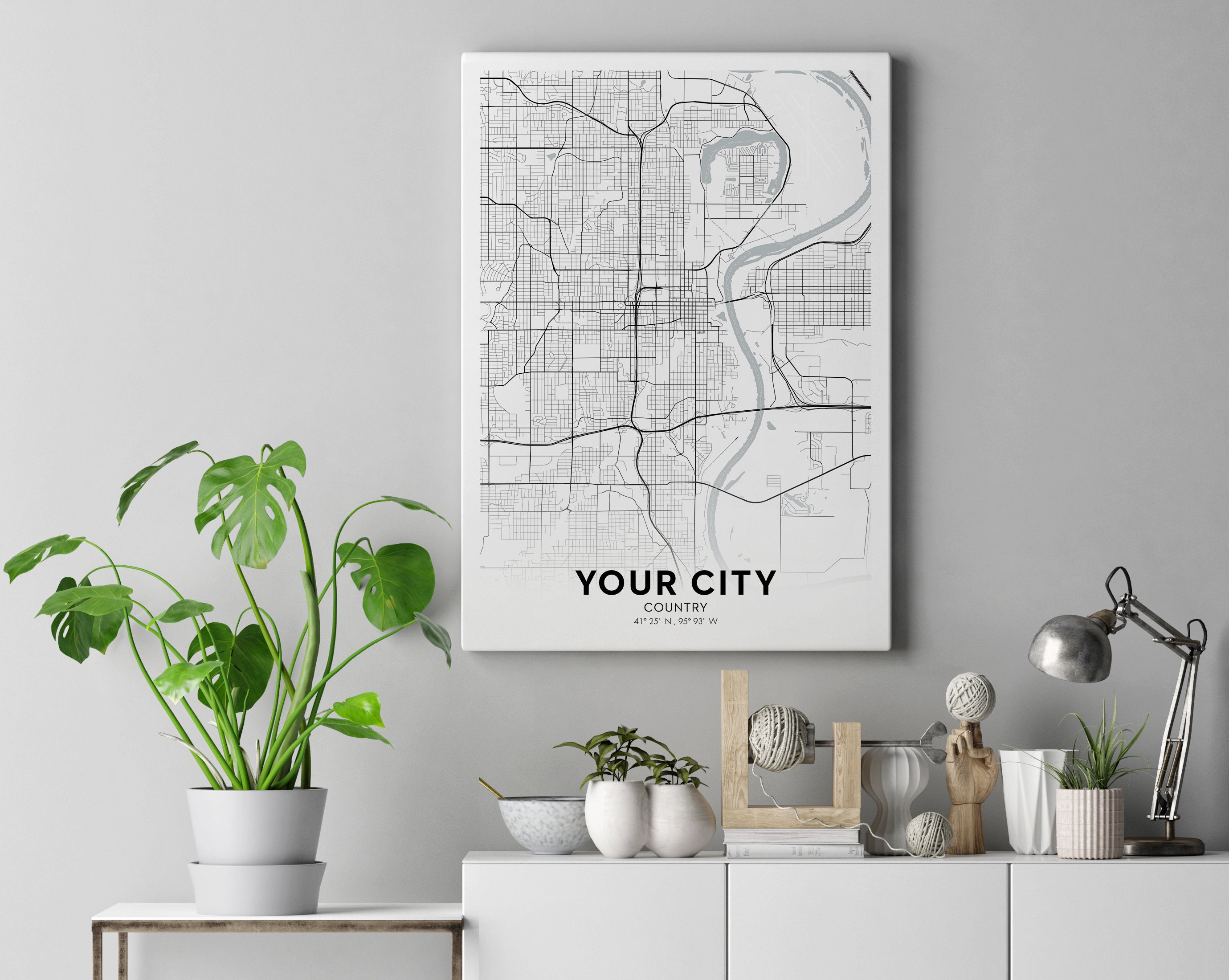 Custom City Map Any Town Any City Custom Area Map Custom - Etsy