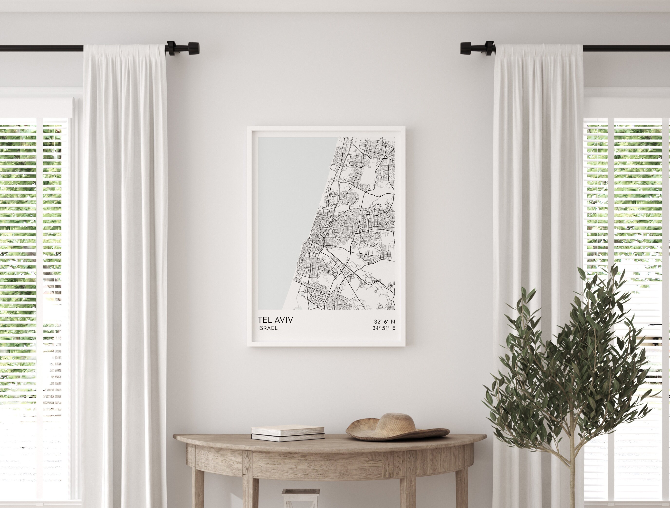 Tel Aviv Map Print Israel Map Art Tel Aviv Street Map - Etsy