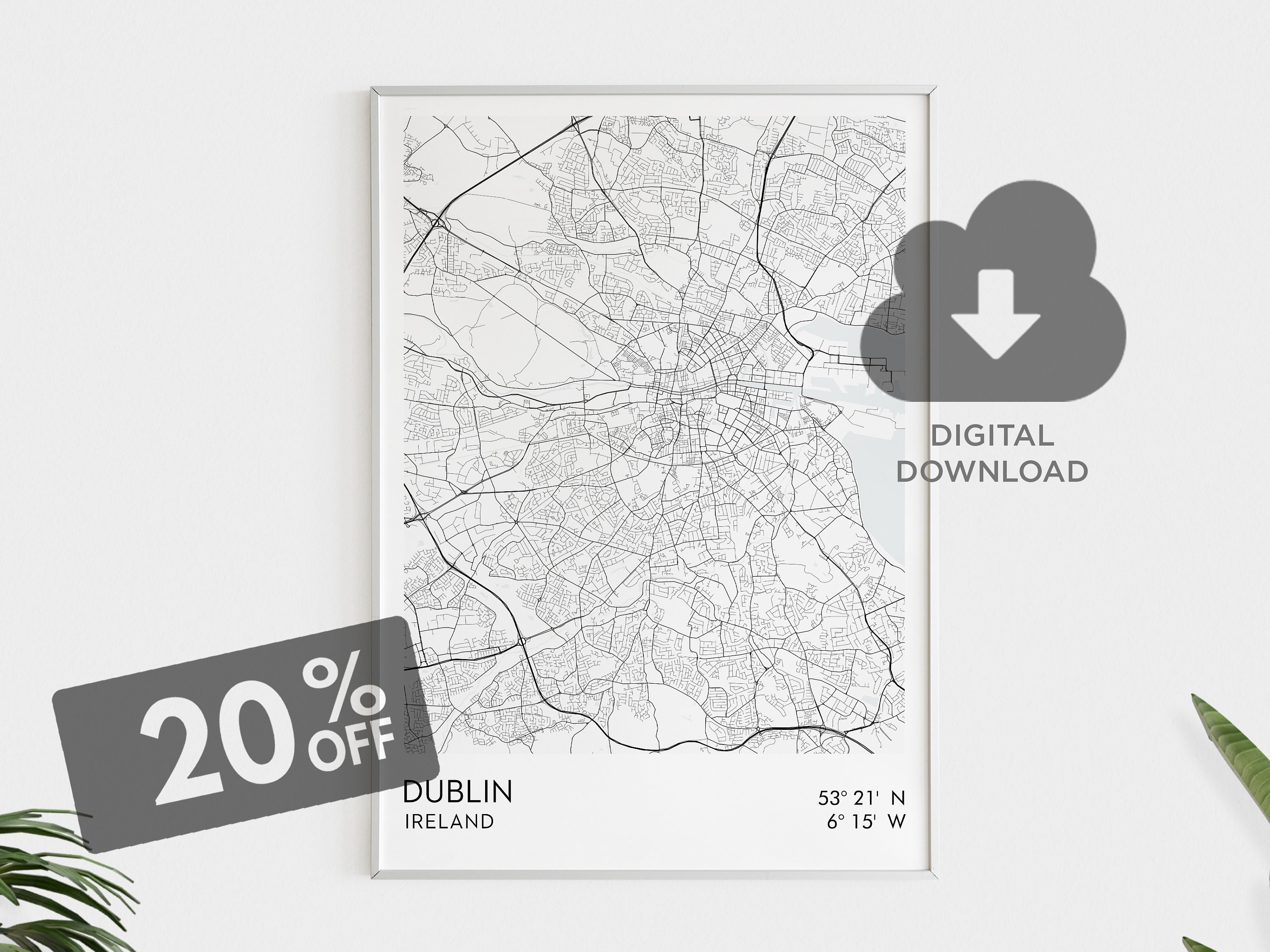 Dublin Wall Art, Dublin Map Printable, Ireland Minimalist Art, Irish ...