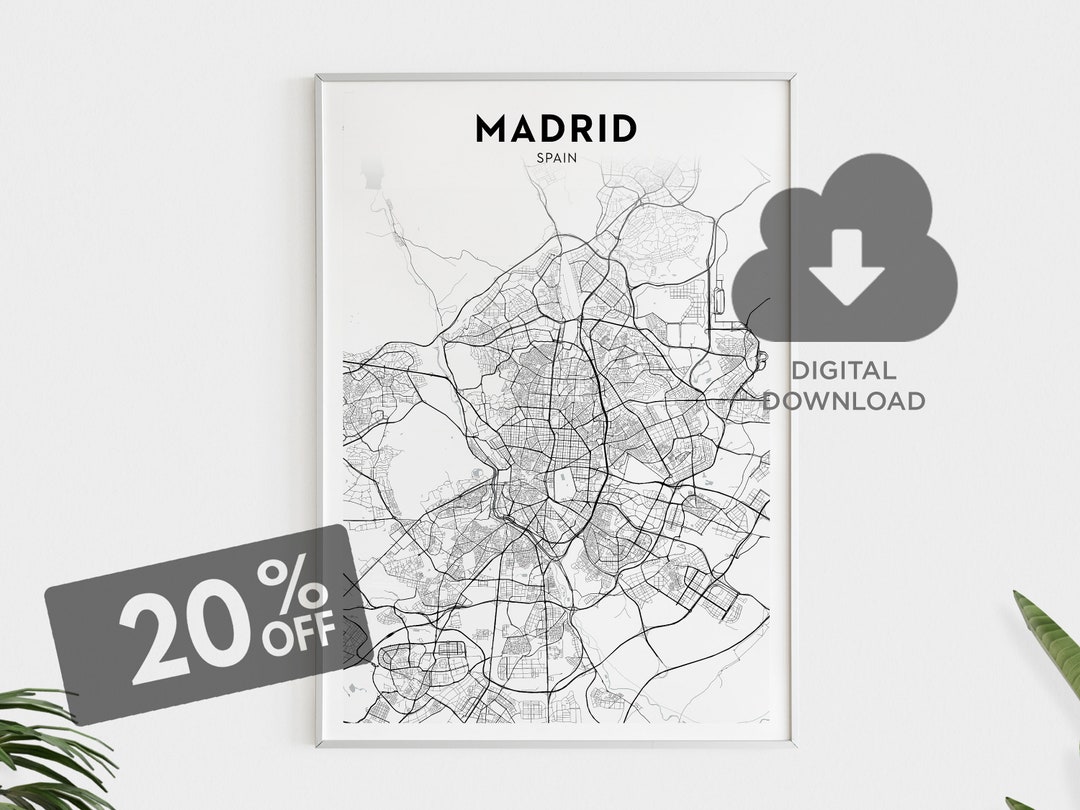 Madrid City Map, Madrid Spain Map Prints, Madrid España Art Poster ...