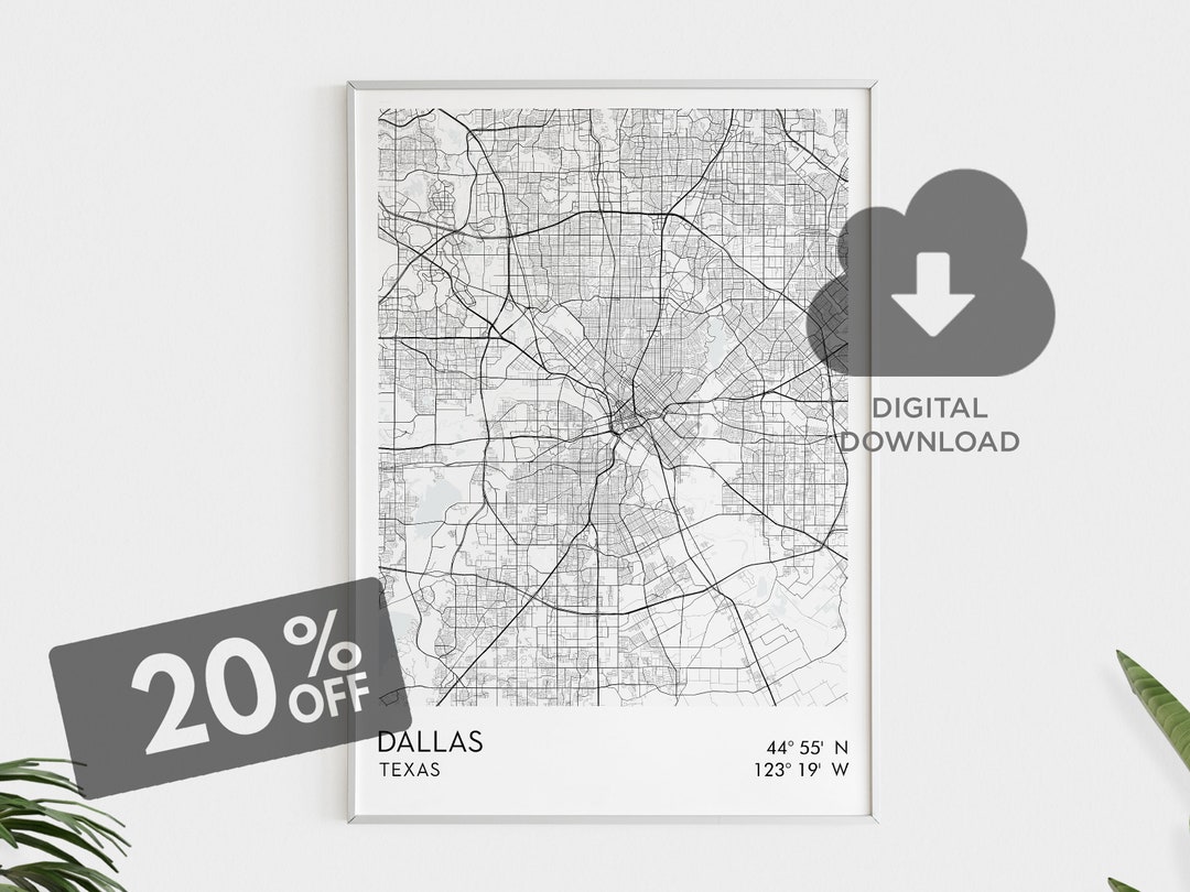 Dallas Map Print, Dallas Map Art, Dallas City Map Poster, Texas State ...
