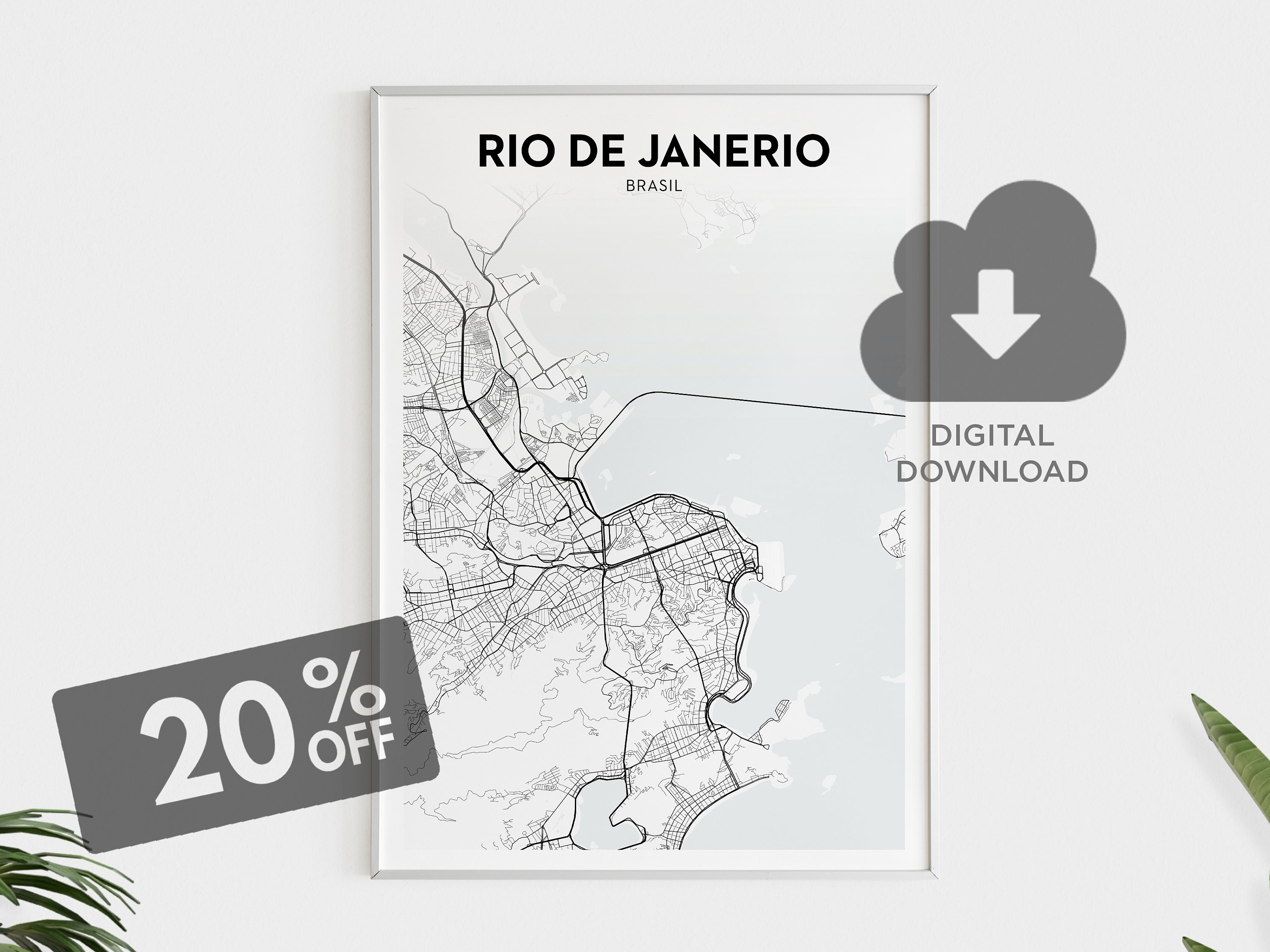 Rio De Janerio City Map Poster Rio City Map Print Rio De - Etsy