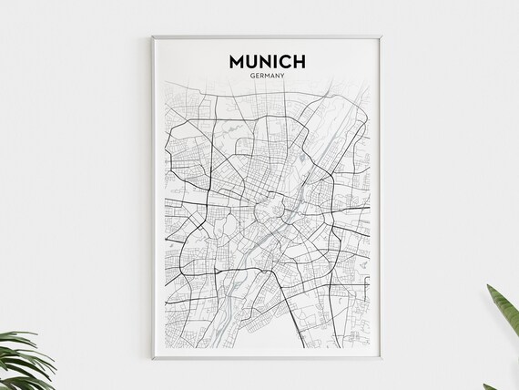 Munich City Map Download Germany Map Print München Map Art - Etsy