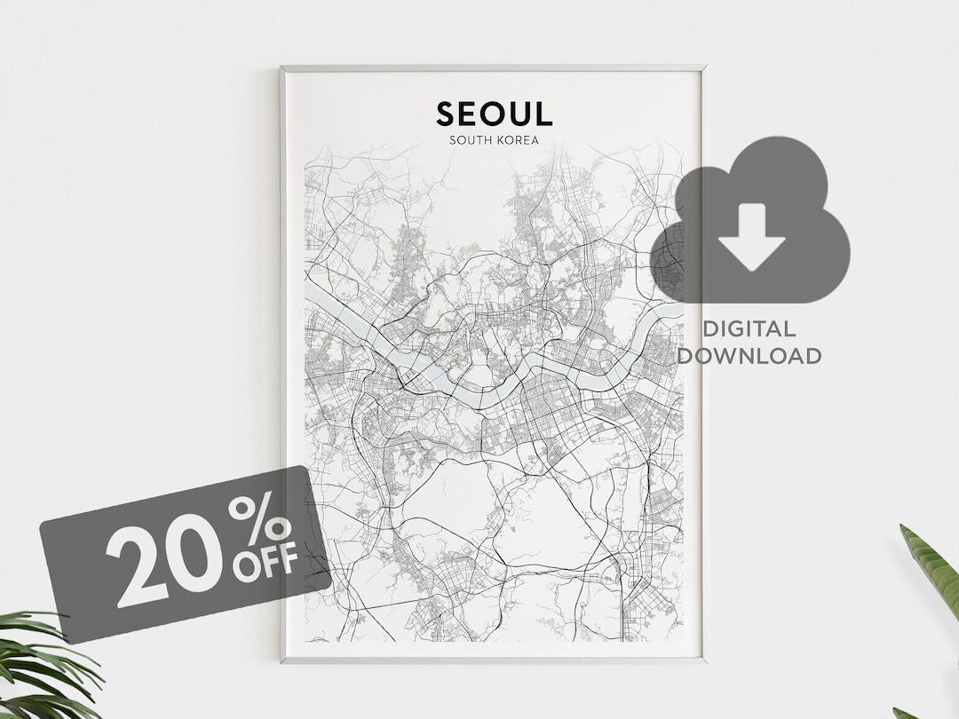 Seoul Map Print, Seoul Wall Art, South Korea Map, Seoul City Map, Seoul ...