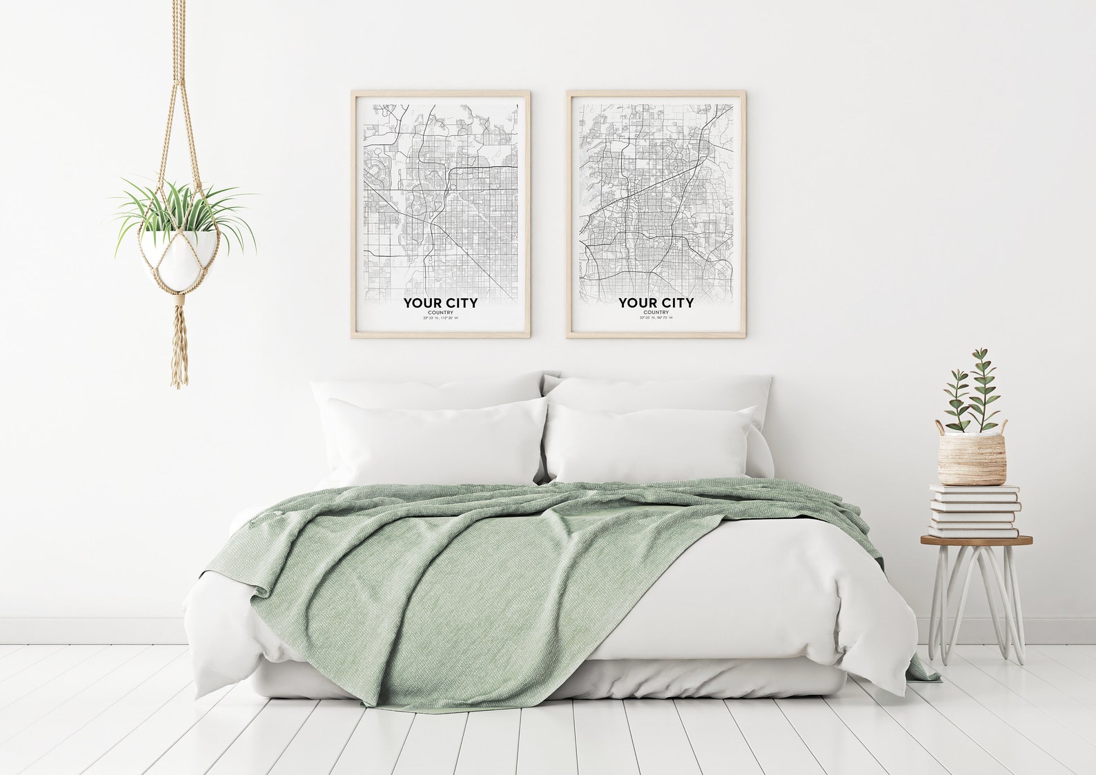 Digital Download Set of 2 Custom City Map Prints, Minimalist Custom ...