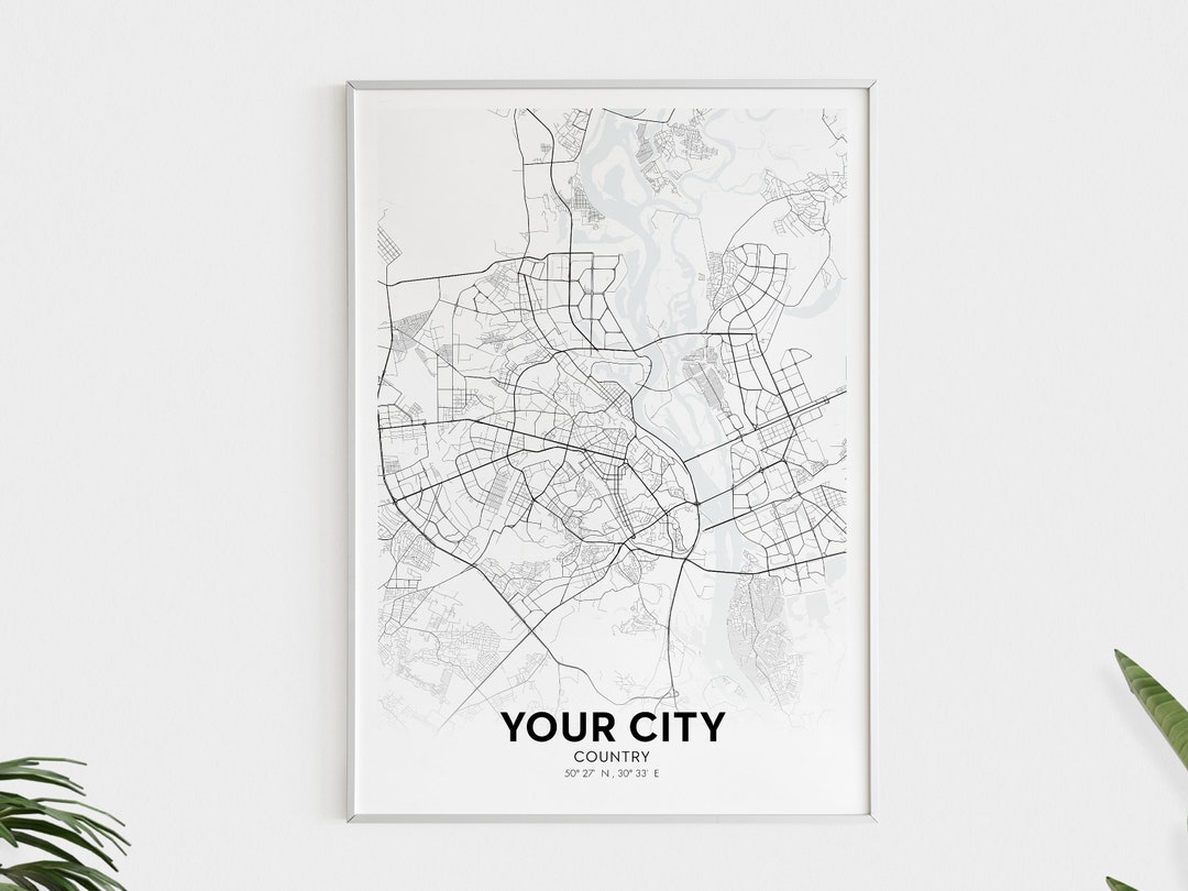 Custom City Map, Any Town, Any City, Custom Area Map, Custom Map Print ...