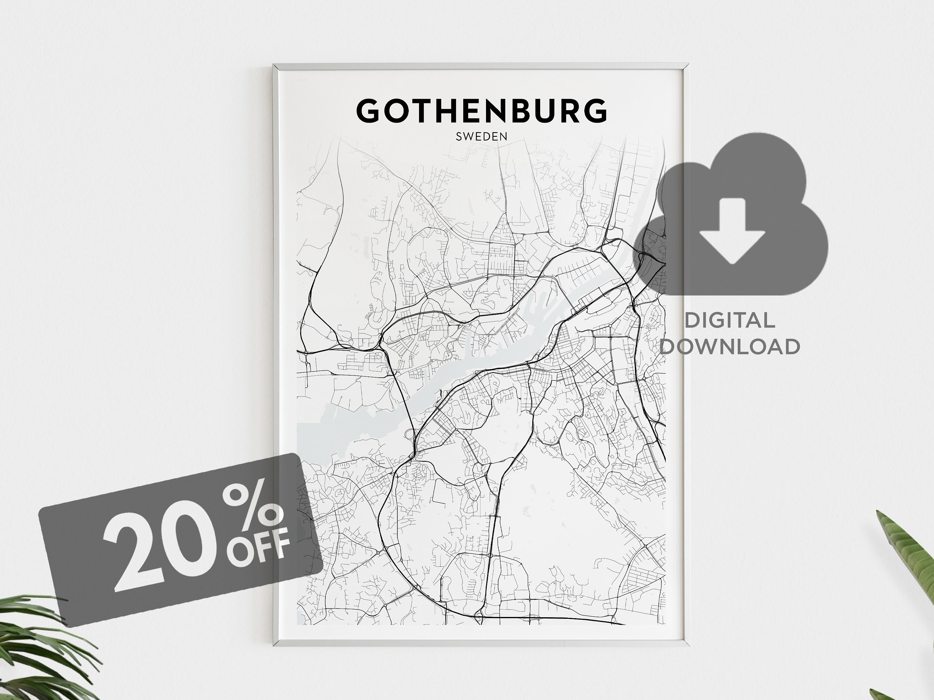 Gothenburg City Map Print Swedish Map Art Gothenburg City - Etsy