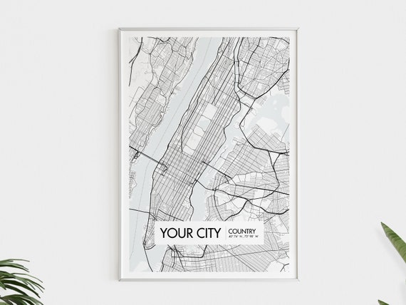 Custom City Map Any Town Any City Custom Area Map Custom - Etsy