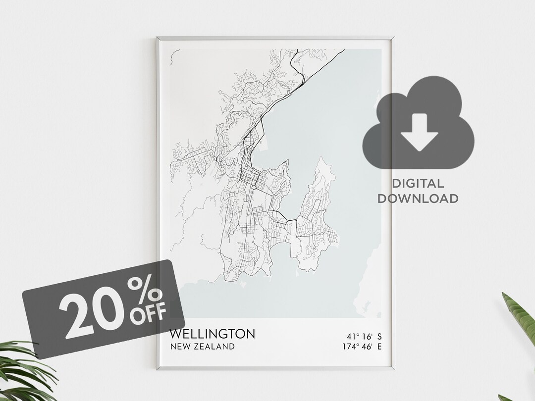 Wellington Map Print, Wellington City Map Art, New Zealand Map ...
