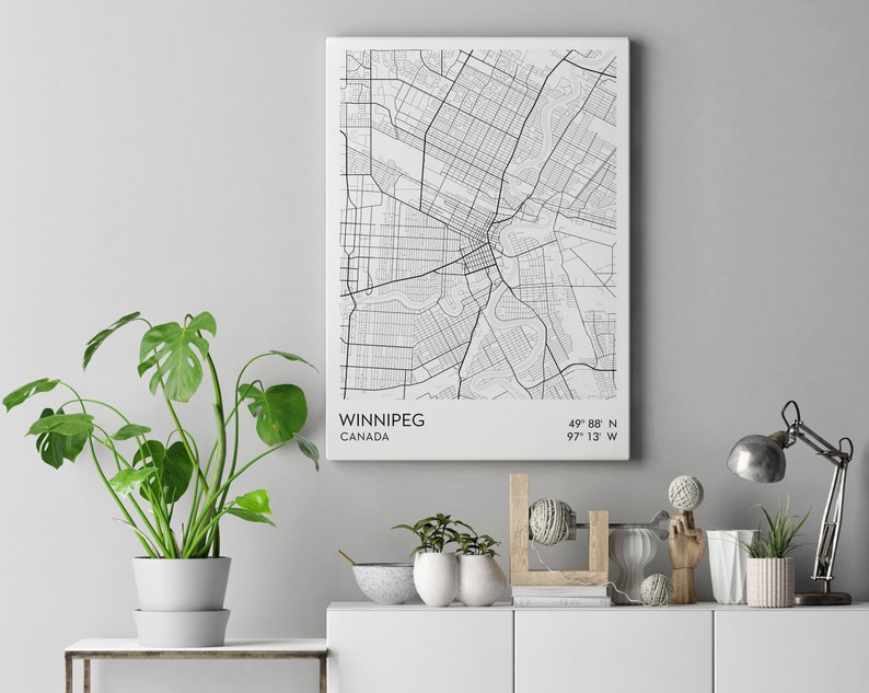 Winnipeg City Map Print, Canada Map Print, Winnipeg Art Print, Winnipeg ...