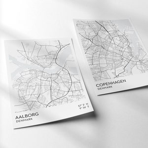 Aalborg City Map Art, Aalborg Poster, Denmark Cities, Aalborg Location ...