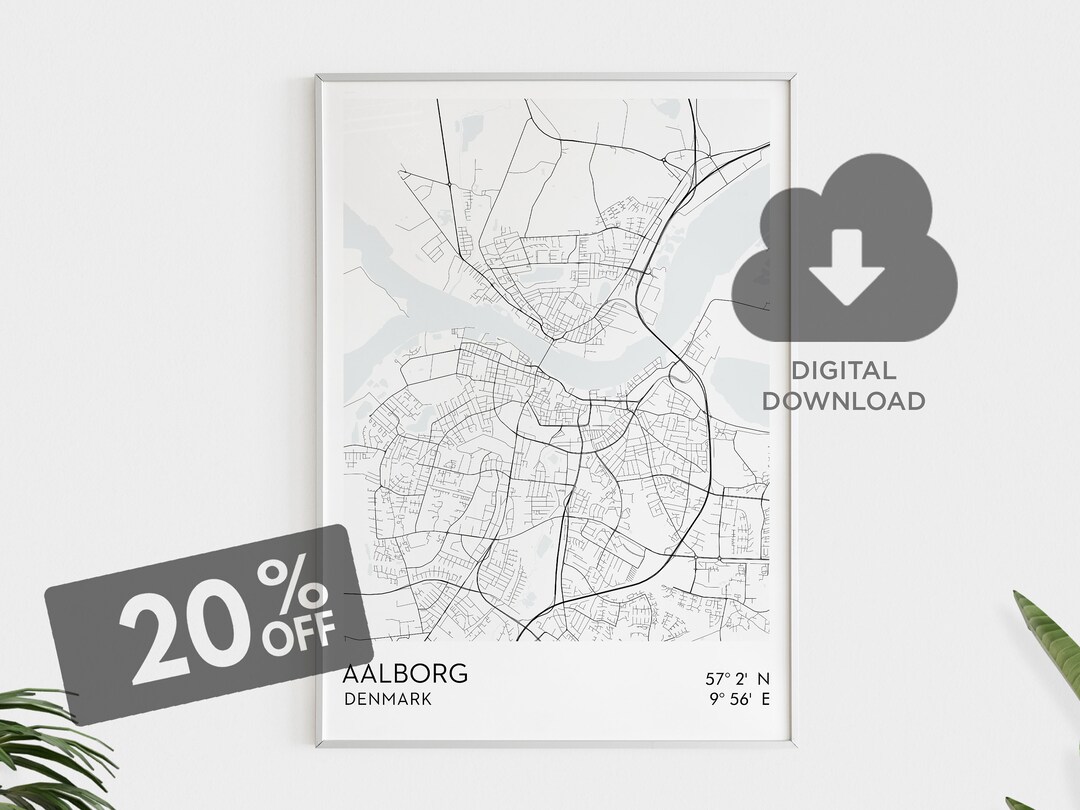 Aalborg City Map Art, Aalborg Poster, Denmark Cities, Aalborg Location ...
